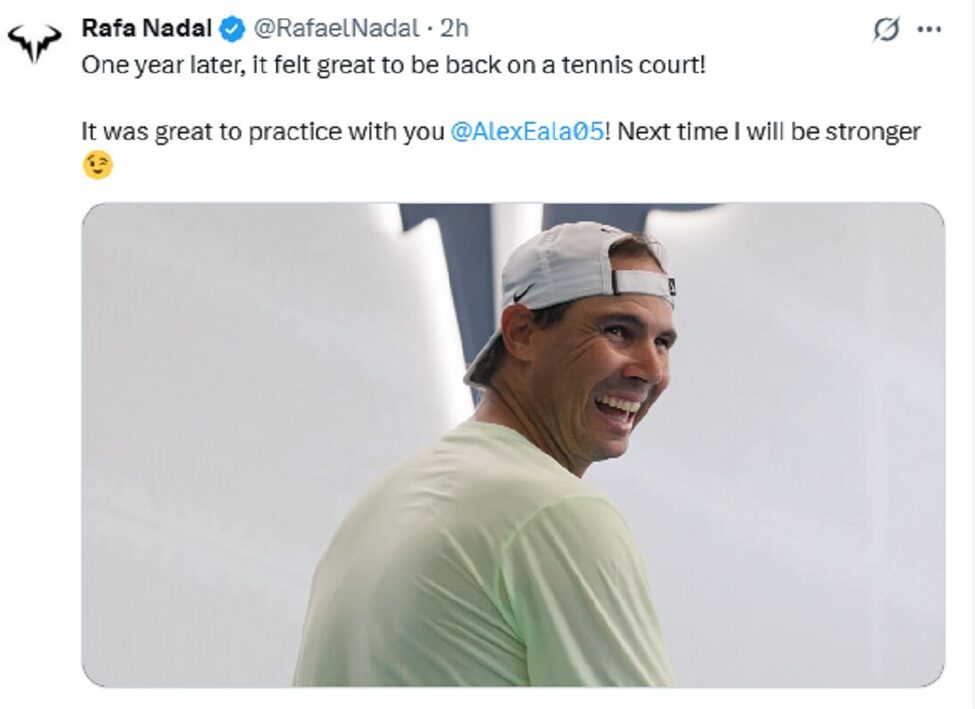 Rafa Nadal vuelve a las pistas de tenis un año después de su retirada ...