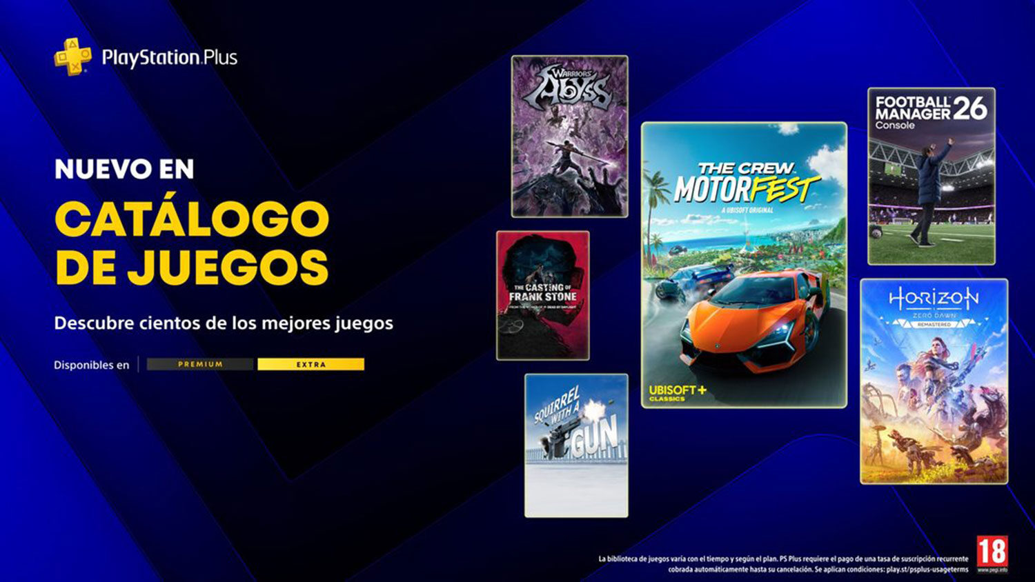 PS Plus de abril 2026 incorpora The Crew Motorfest, Horizon Zero Dawn ...